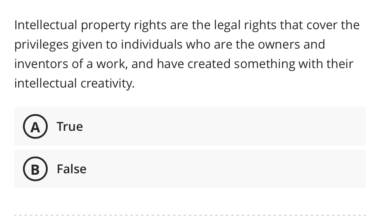 Solved Intellectual property rights are the legal rights | Chegg.com