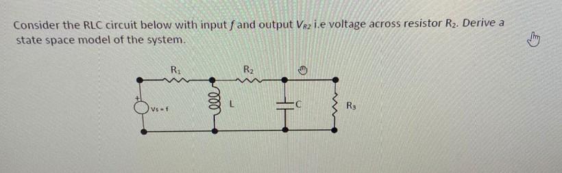 Solved Consider the RLC circuit below with input f and | Chegg.com