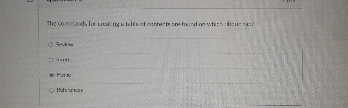 Solved The commands for creating a table of contents are | Chegg.com
