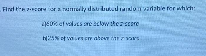 Solved Find the z-score for a normally distributed random | Chegg.com