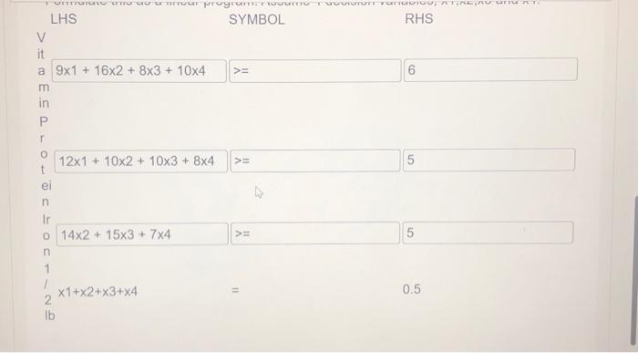 Solved Blending Problem: Frederick's Feed company receives | Chegg.com