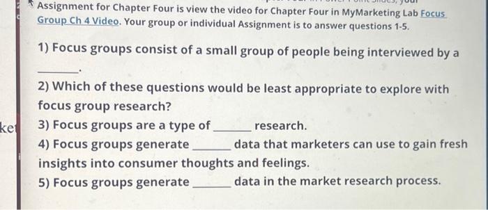 Solved Assignment for Chapter Four is view the video for | Chegg.com