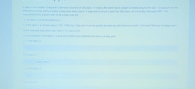 Solved A year in the modern Gregorian Calendar consists of | Chegg.com