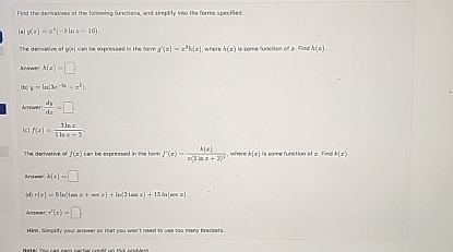Solved (a) 2(x)-x2[-8ln2-10)towat | Chegg.com