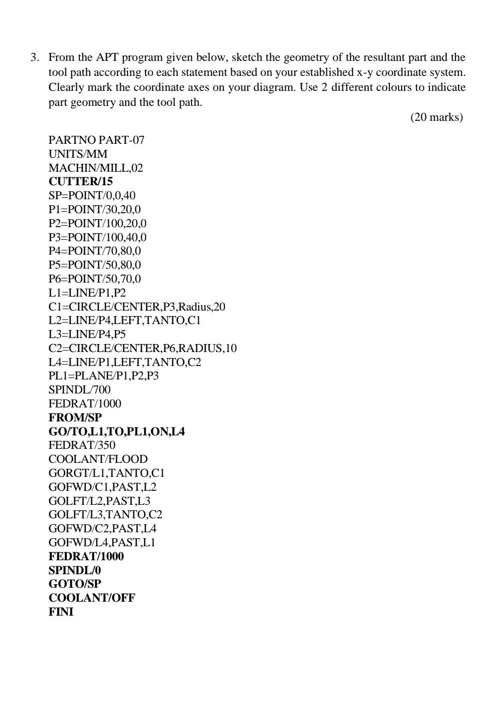 Solved 3. From the APT program given below, sketch the | Chegg.com
