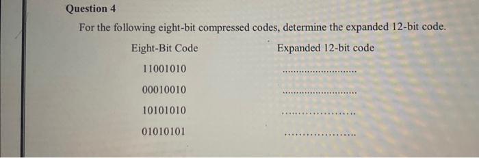 Solved For the following eight-bit compressed codes, | Chegg.com