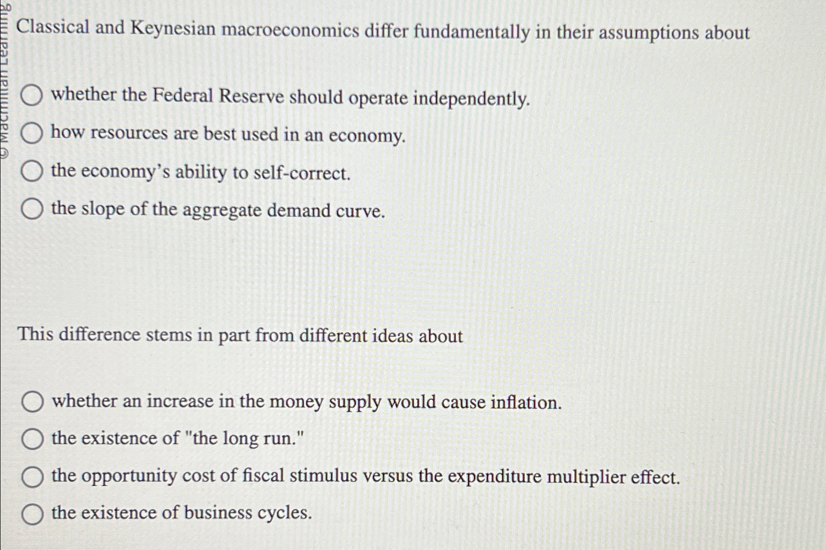 Solved Classical and Keynesian macroeconomics differ | Chegg.com