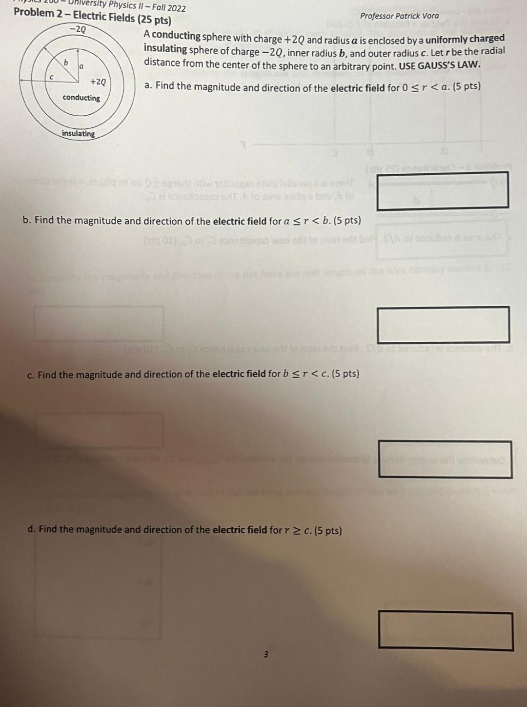 Solved Problem 2 - Electric Fields (25 pts) A conducting | Chegg.com