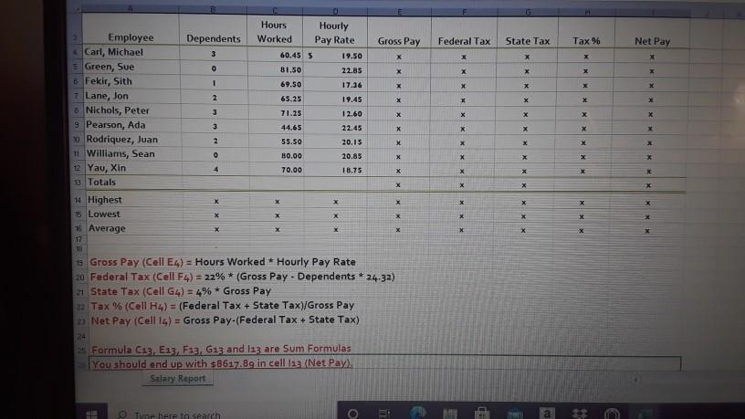 Solved URGENT- Excel formulas are difficult for me. PLEASE | Chegg.com
