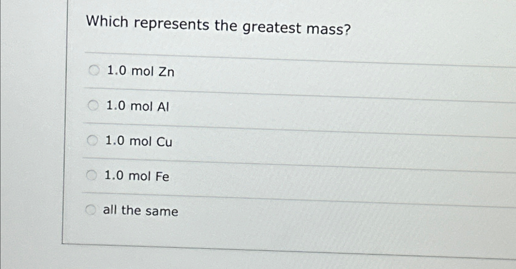 Solved Which represents the greatest | Chegg.com