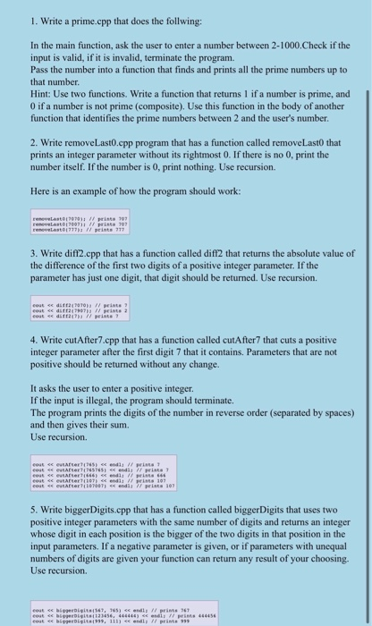 Solved 1. Write a prime.cpp that does the follwing: In the | Chegg.com