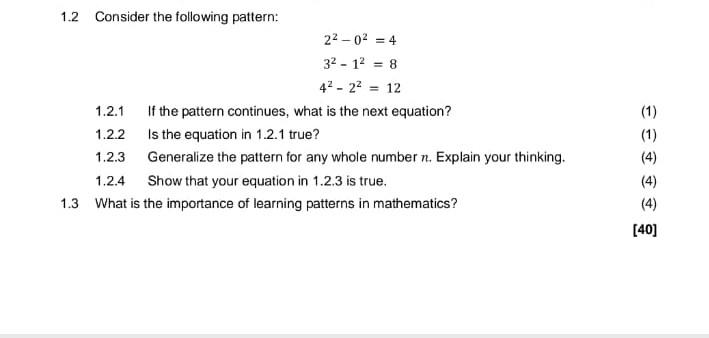 Solved 1.2 Consider the following pattern: | Chegg.com