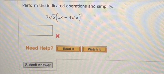 Solved Perform the indicated operations and simplify. | Chegg.com
