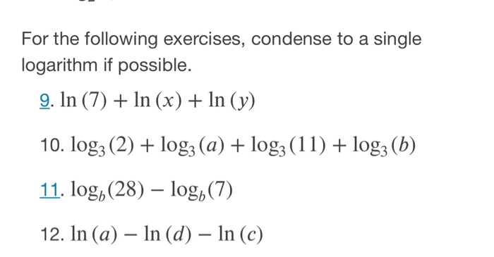 Solved For the following exercises, condense to a single | Chegg.com