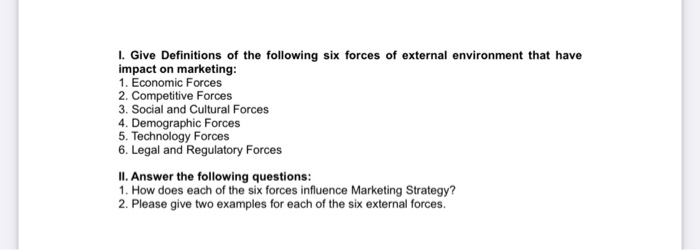 Solved 1. Give Definitions of the following six forces of | Chegg.com