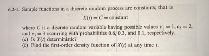 Solved 62 1 Sample Functions In A Discrete Random Process