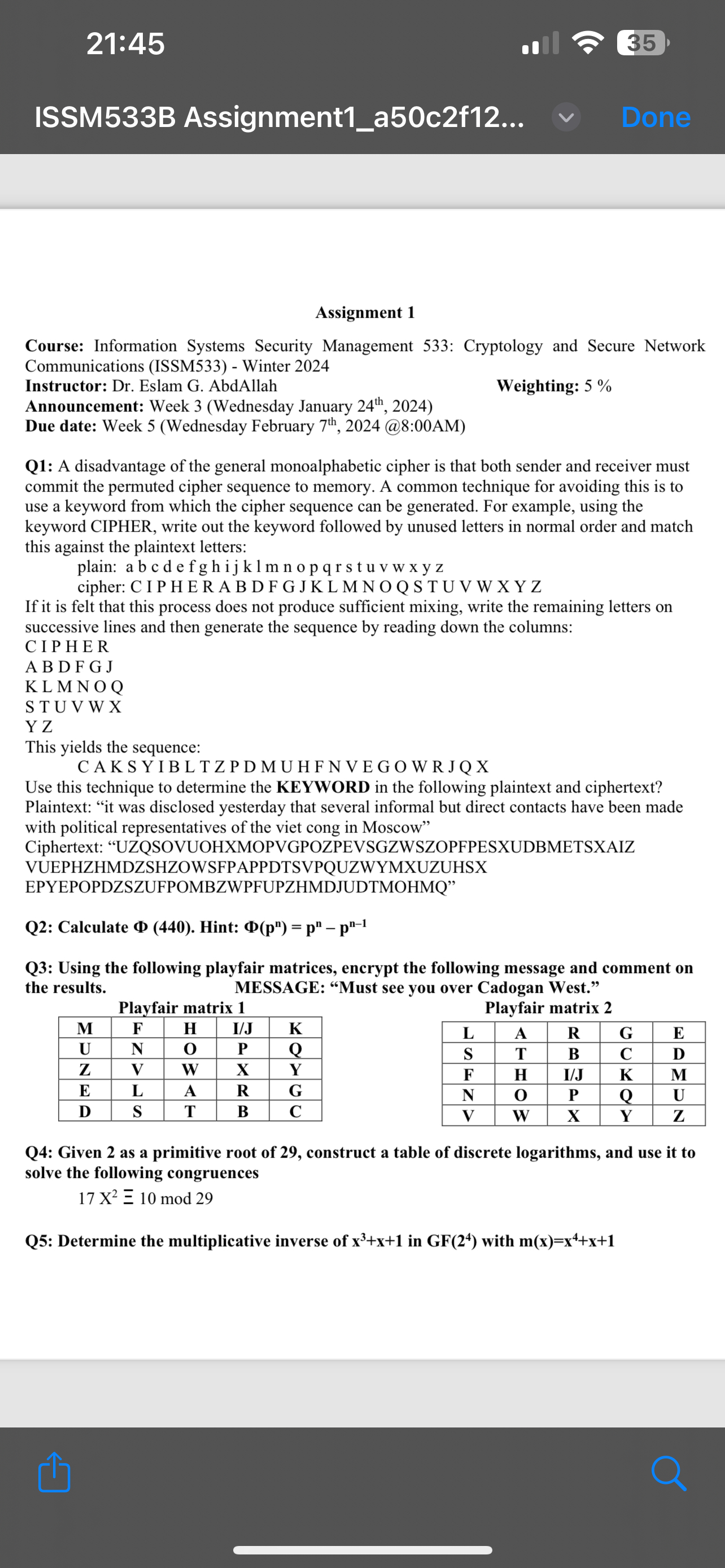 Solved 21:4535ISSM533B Assignment1_a50c2f12...Assignment | Chegg.com