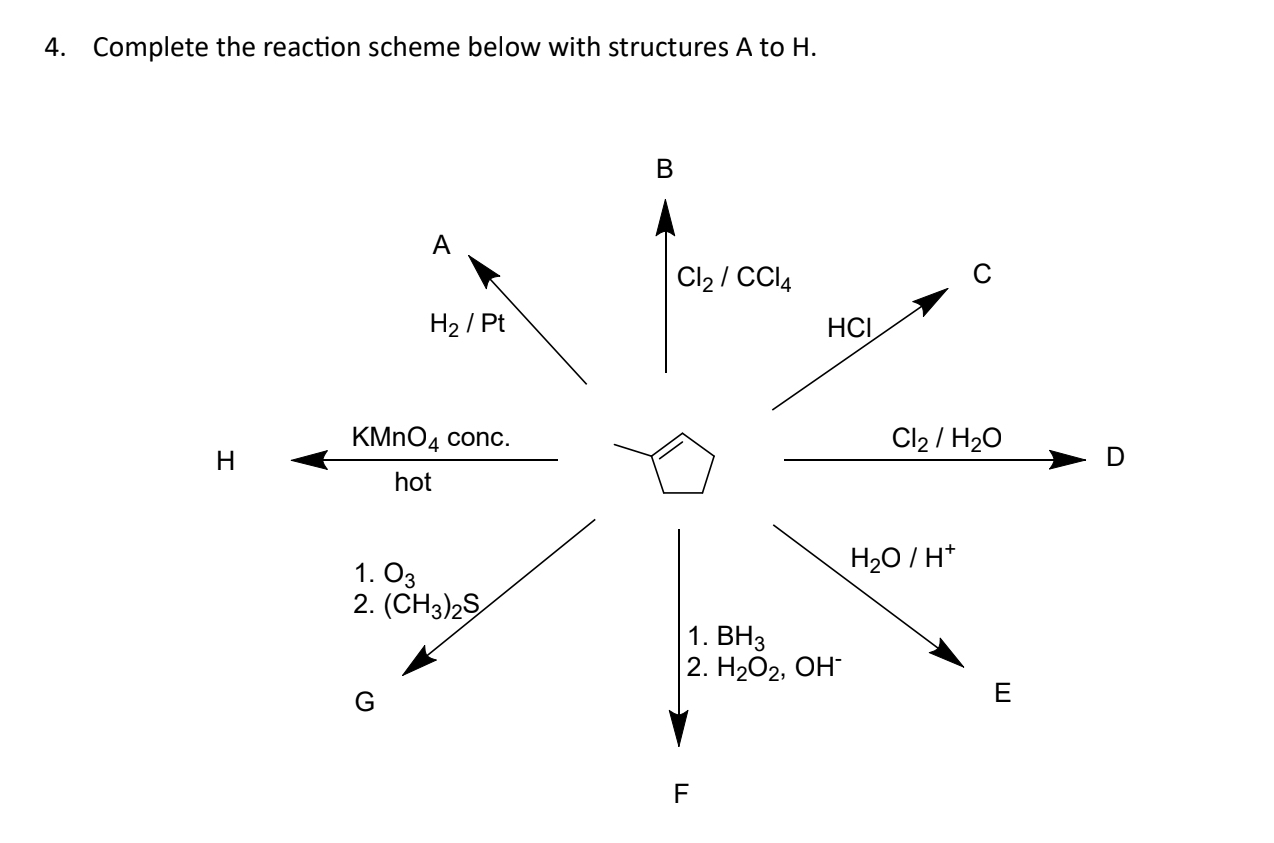 Solved Complete the reaction scheme below with structures A | Chegg.com