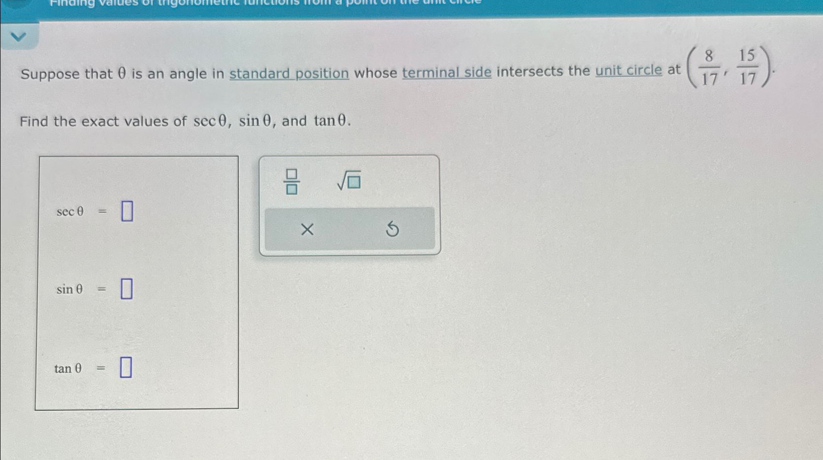 Solved Suppose that θ ﻿is an angle in standard position | Chegg.com