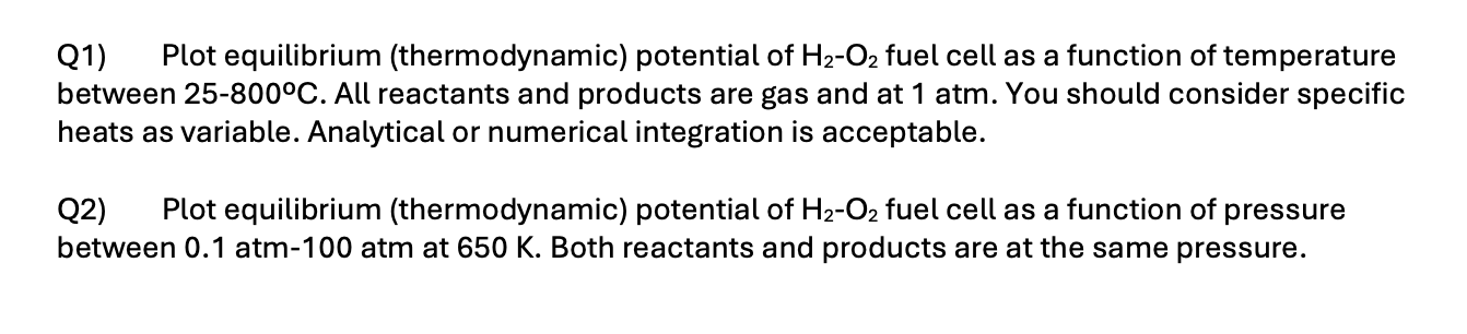 Solved Q1) ﻿Plot equilibrium (thermodynamic) ﻿potential of | Chegg.com