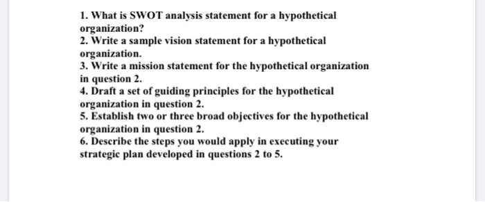 Solved 1. What is SWOT analysis statement for a hypothetical | Chegg.com