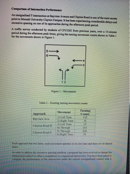 Solved Comparison of Intersection Performance An | Chegg.com