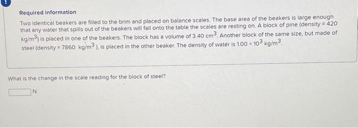 Solved Required information Two identical beakers are filled | Chegg.com