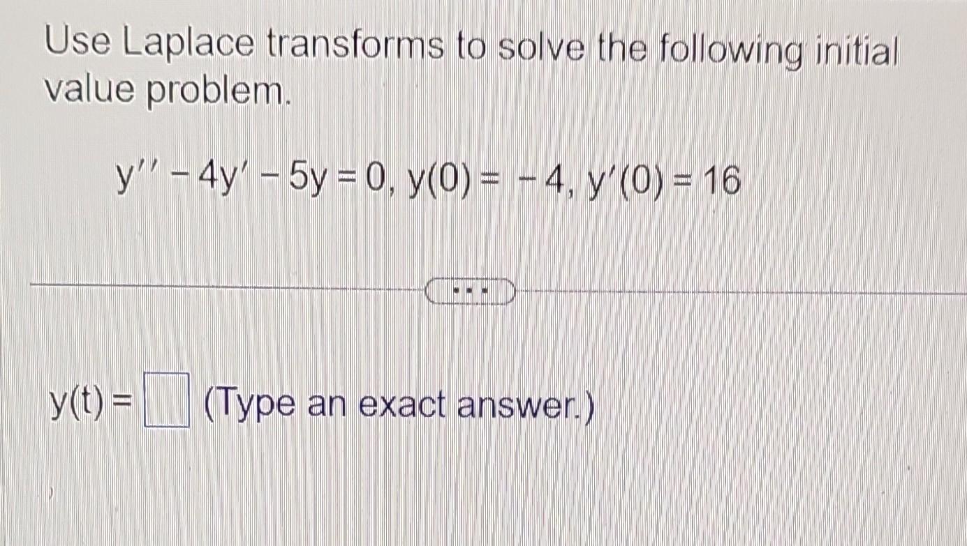 Solved Use Laplace transforms to solve the following initial | Chegg.com