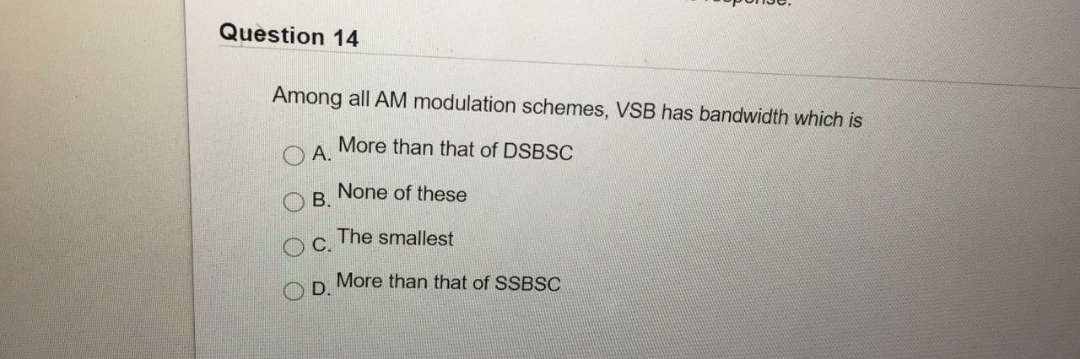 Solved Among all AM modulation schemes , VSB has bandwidth | Chegg.com