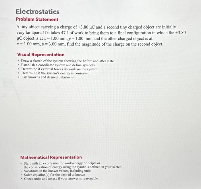 Solved Electrostatics Problem Statement A tiny object | Chegg.com