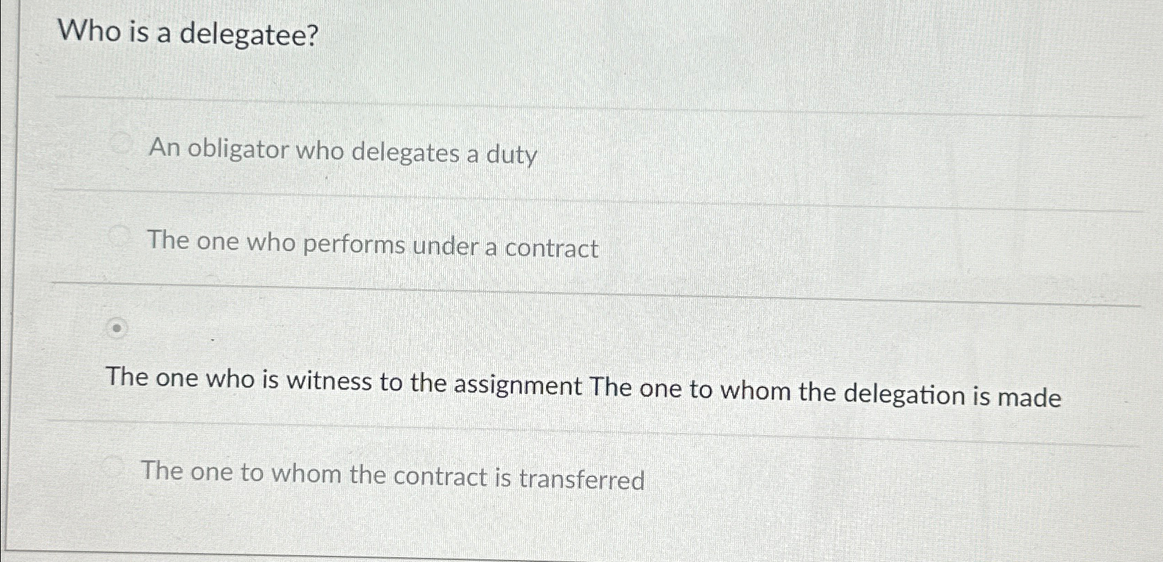 Solved Who is a delegatee?An obligator who delegates a | Chegg.com