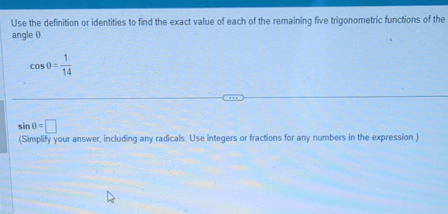 Solved Use the definition or identities to find the exact | Chegg.com