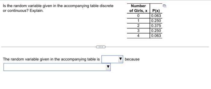 Solved Is the random variable given in the accompanying | Chegg.com