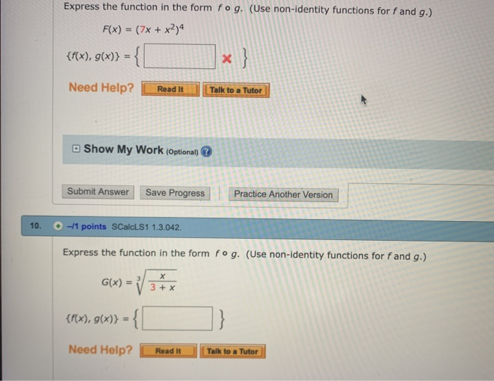 Solved Express the function in the form fog. (Use | Chegg.com