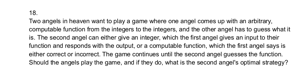 Solved Two angels in heaven want to play a game where one | Chegg.com
