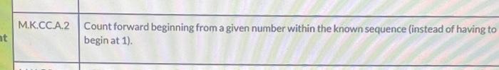 M.K.CC.A.2 Count forward beginning from a given | Chegg.com
