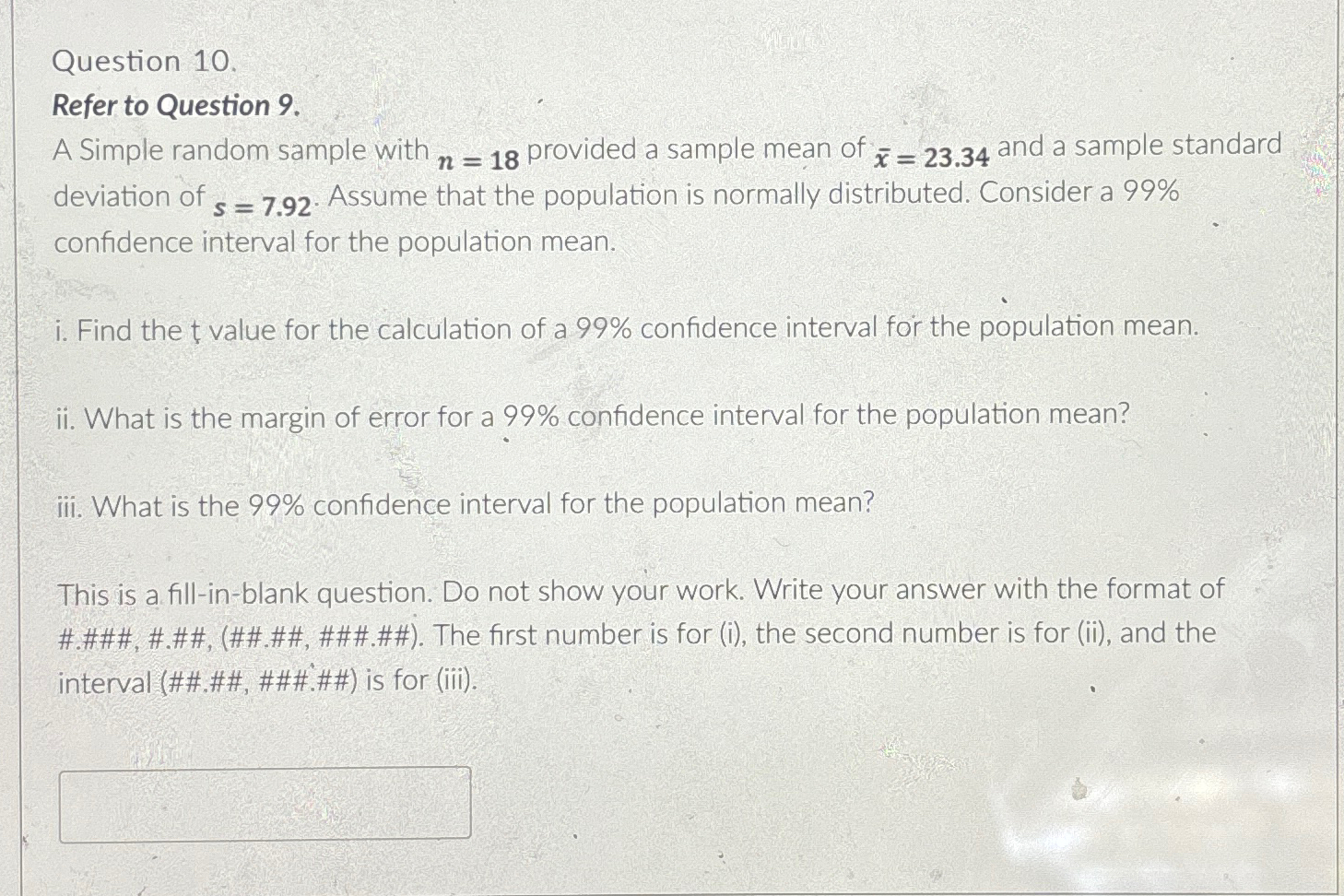 Solved Question 10.Refer to Question 9.A Simple random | Chegg.com
