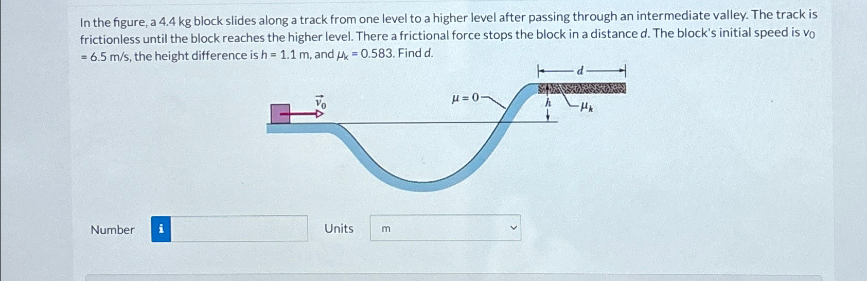 Solved In the figure, a 4.4kg ﻿block slides along a track | Chegg.com