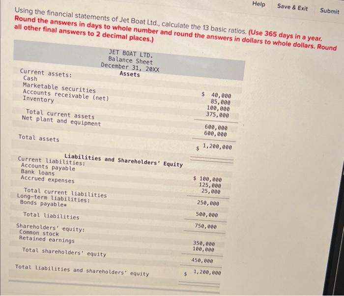 Solved Using the financial statements of Jet Boat Ltd., | Chegg.com