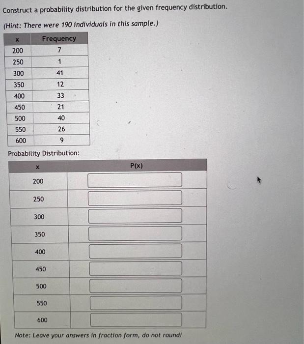 Solved Construct a probability distribution for the given | Chegg.com