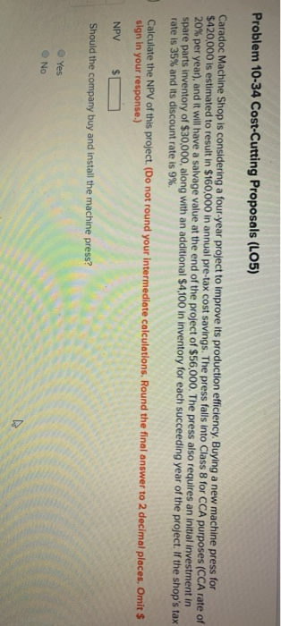 Solved Problem 10-34 Cost-Cutting Proposals (L05) Caradoc | Chegg.com