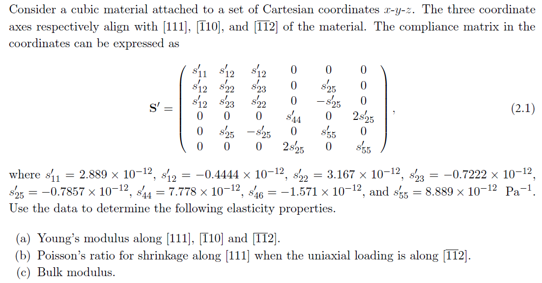 Solved Solve for young's modulus, possion ratio and bulk | Chegg.com