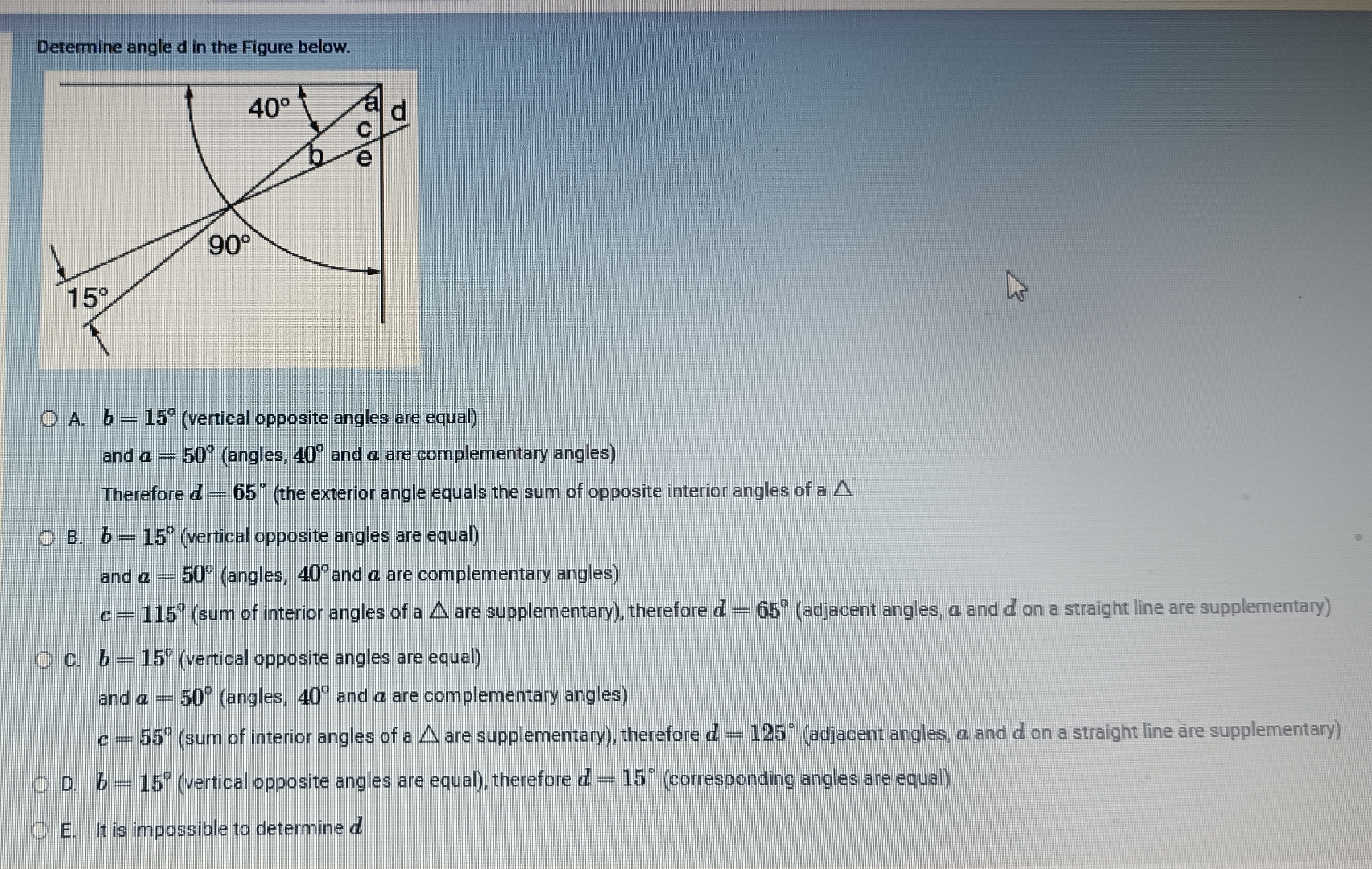 Solved Determine angle d ﻿in the Figure | Chegg.com