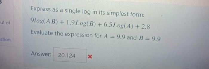 Solved Express as a single log in its simplest form: | Chegg.com