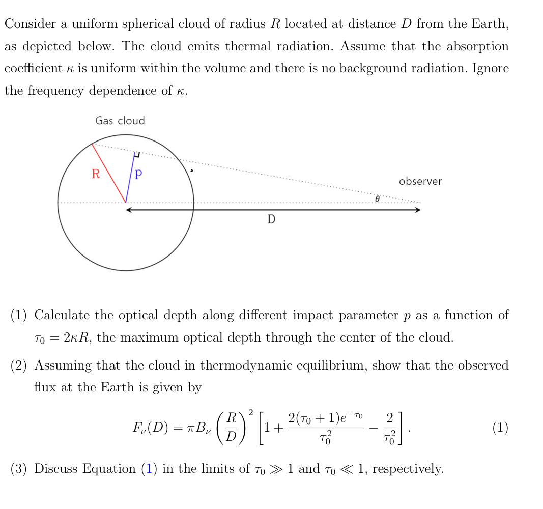 Solved Consider a uniform spherical cloud of radius R | Chegg.com