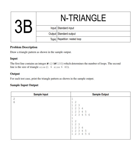 Solved N-TRIANGLE 3B Input Standard input Output Standard | Chegg.com