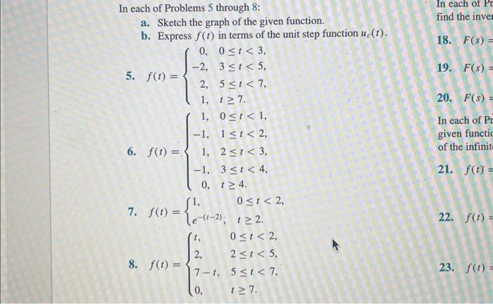 Solved In each of Problems 5 through 8: a. Sketch the graph | Chegg.com