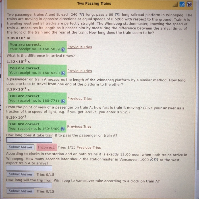 Solved TWO Passing Trains Two passenger trains A and B, each | Chegg.com