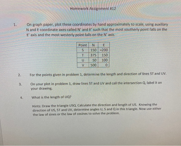 Solved Homework Assignment #12 On graph paper, plot these | Chegg.com