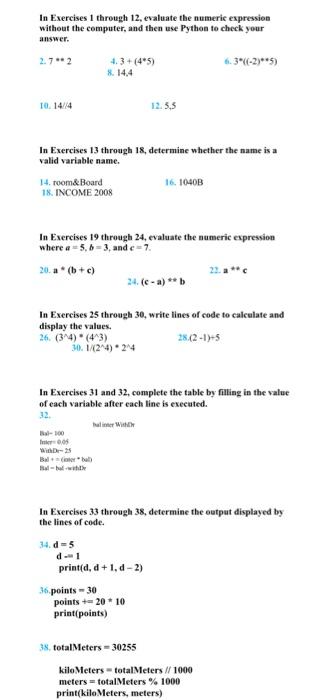 Solved In Exercises 1 through 12, evaluate the numeric | Chegg.com